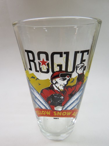 Beer Pint Glass ~ ROGUE Brewing Yellow Snow Ale Since 2001 ~ Newport ...