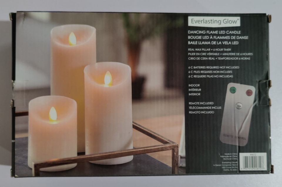 Everlasting Glow Aurora Dancing Flame LED Candles 3 pc Set w/ Remote ...