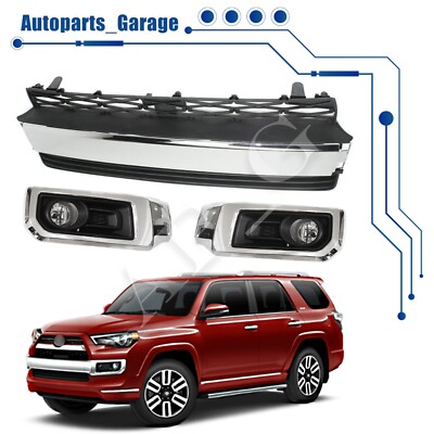 For 14-20 Toyota 4Runner Limited Front Bumper Lower Grille + Fog Lights ...