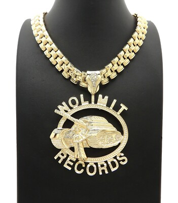 New No Limit Record Pendant 13mm/24" Tank Chain Hip Hop Necklace RC3856 ...