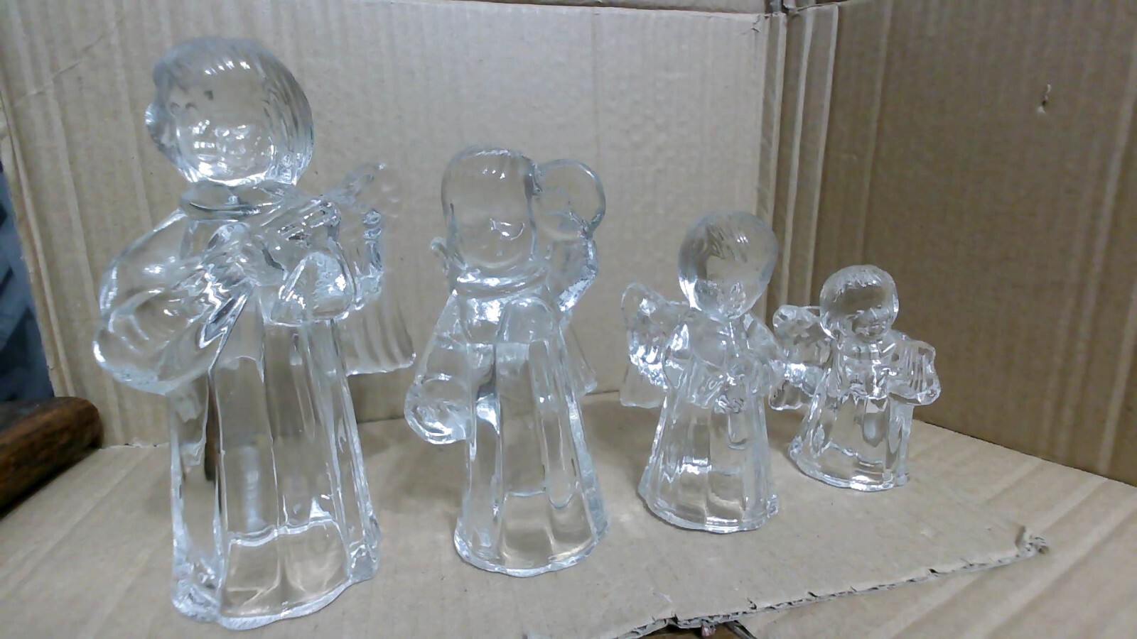 Set of 4 Glass Crystal Angels Playing Instruments Figurines - See ...