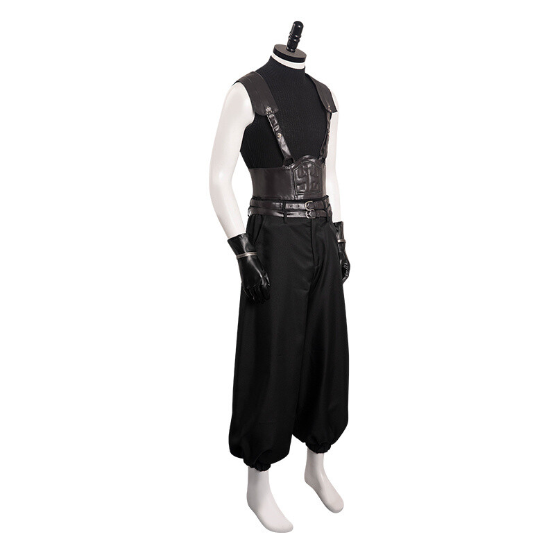 Final Fantasy 7 Zack Fair Cosplay Custome Men Black Top Pants Suit ...