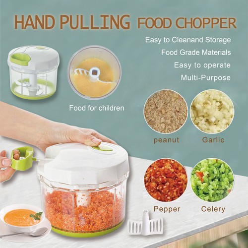 Manual Food Chopper Pull Cord Pulling Vegetable Slicer Hand Blender ...
