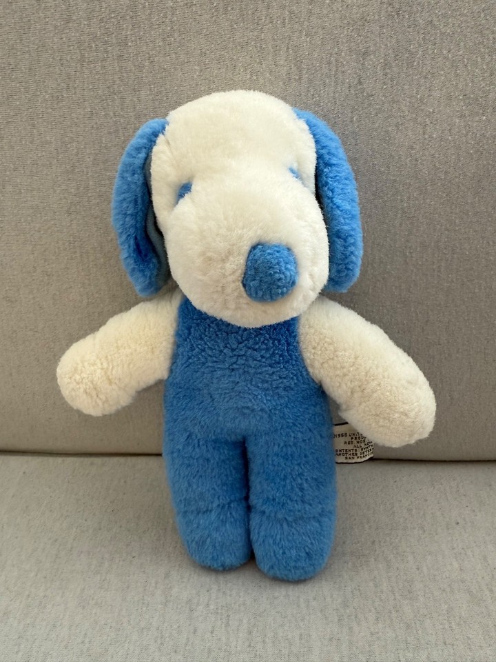 VINTAGE Blue SNOOPY PLUSH SOFT TOY 1968 baby comforter soft toy rare ...