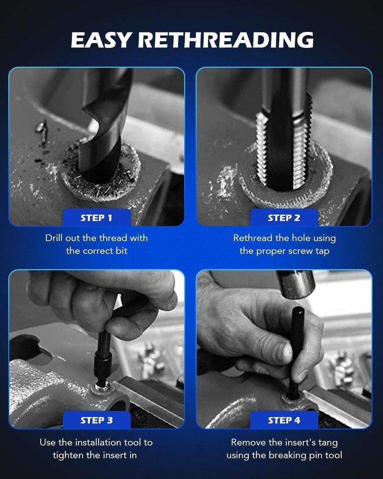 Thread Repair Kit, Metric Helicoil Repair Kit with HSS Drill Bits ...