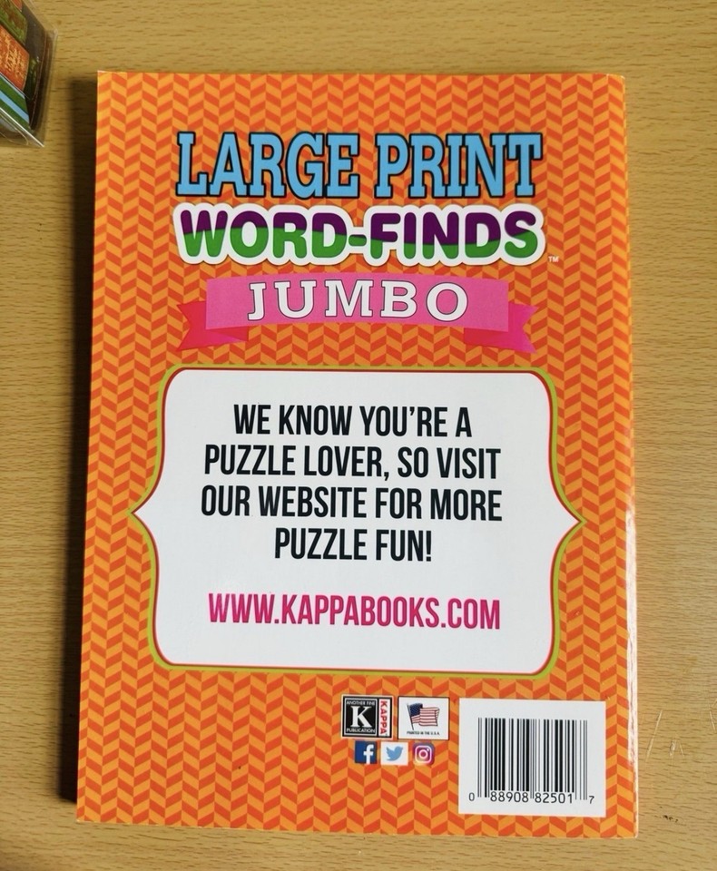 Kappa Books Publishers Jumbo Large Print Word Find- Word Search Puzzle ...