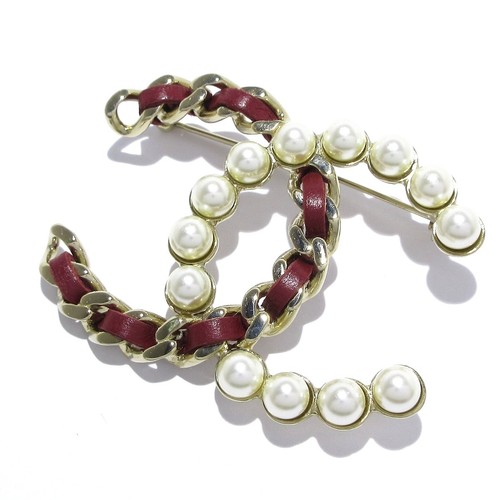 Auth CHANEL Coco - Gold Cream Bordeaux Hardware Fake Pearl Leather ...
