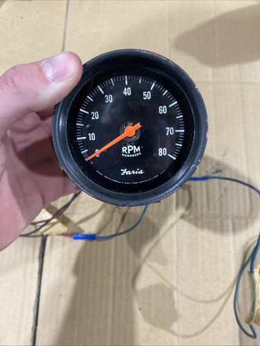 Vintage Faria 8,000 RPM Pedestal Tachometer Ford Muscle Car Tach 8 Cyl ...