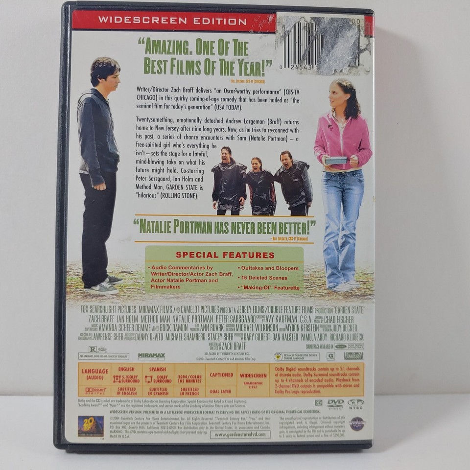 Garden State (DVD, 2004) Zach Braff Natalie Portman 24543155881| eBay