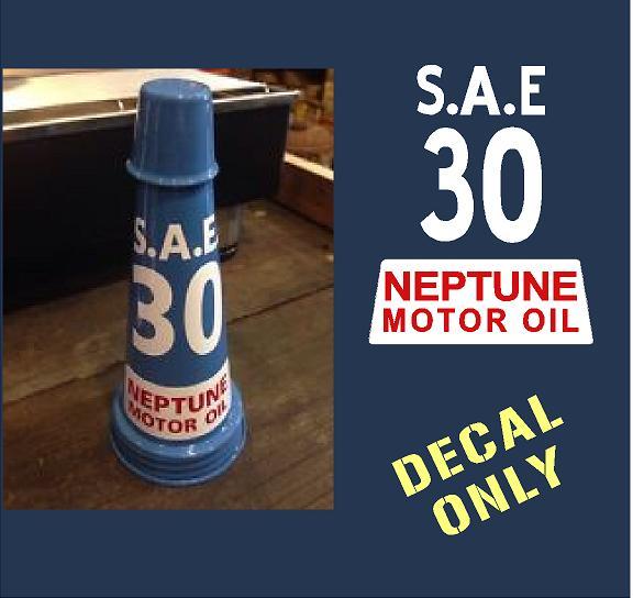 VINTAGE NEPTUNE OIL BOTTLE POURER Decal Sticker Garage Mancave Motoroil ...