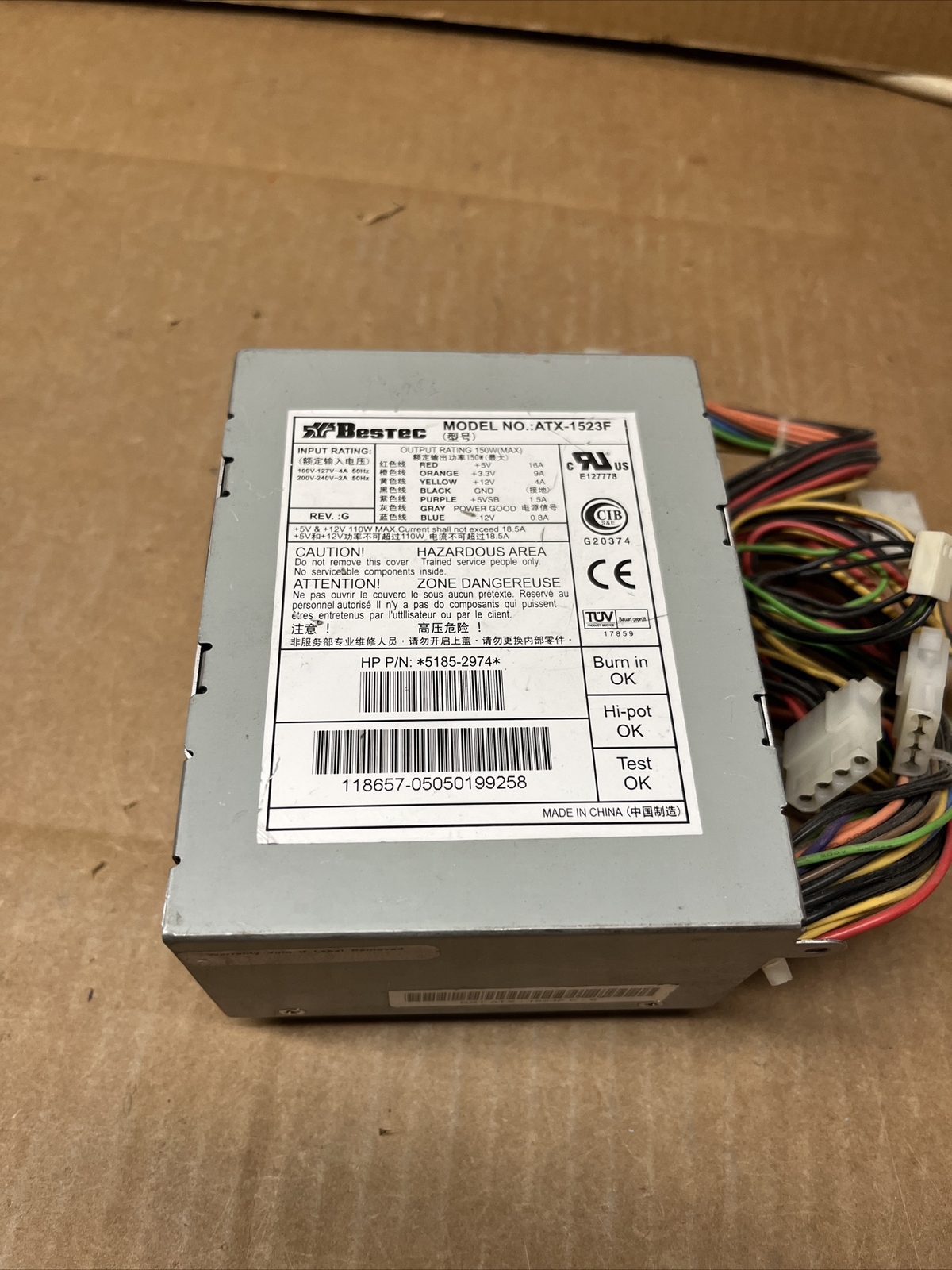 ATX-1523F ATX-1523F C1 5185-2974 BESTEC 150W HP P/N 5185-2974 COMPUTER ...