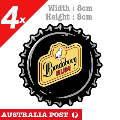 Bundaberg Rum Can Lid Logo Sticker Bar Fridge x 4, Bundaberg Rum Logo ...