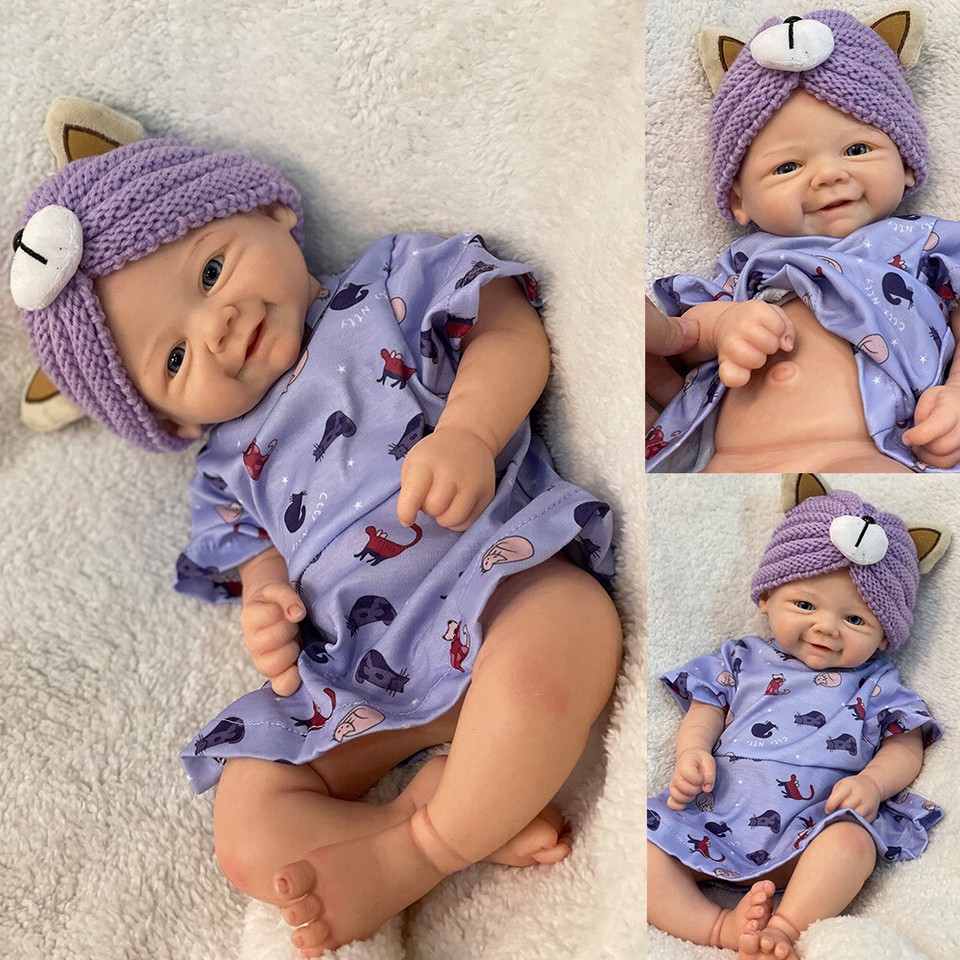 42cm Open Eyes Vivienne Baby Reborn Dolls Full Body Solid Silicone ...
