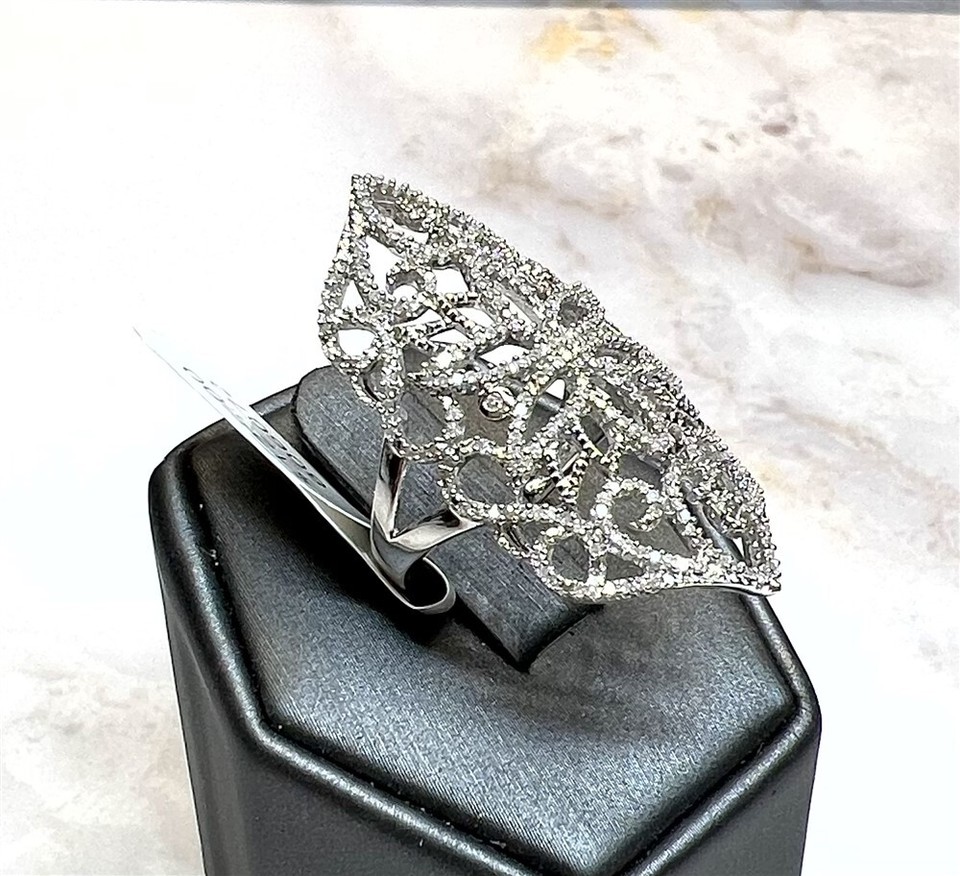 BEAUTIFUL Mogul Design Sterling Silver .50CT Pave Diamond Ring, SZ 6 ...