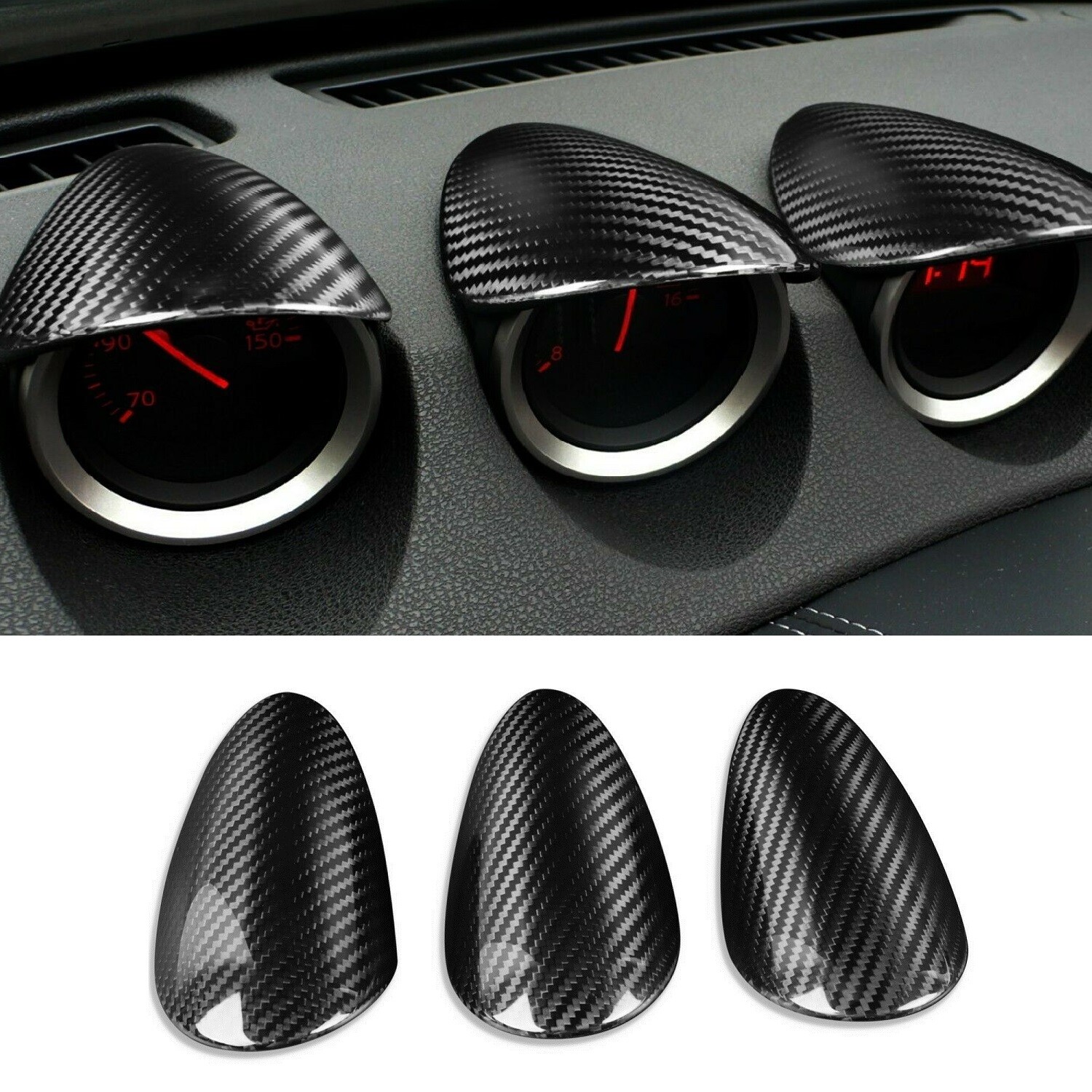 Dashboard Instrument Gauge Pod Trim Cover Real Carbon Fiber For Nissan ...
