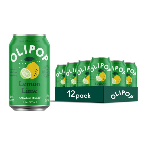 OLIPOP Prebiotic Soda Pop Lemon Lime Pantry Pack Packed with Prebiotics ...