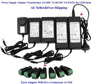 AU Power Supply Adapter Transformer AC240V To DC24V 1/2/3/4/5A for LED ...