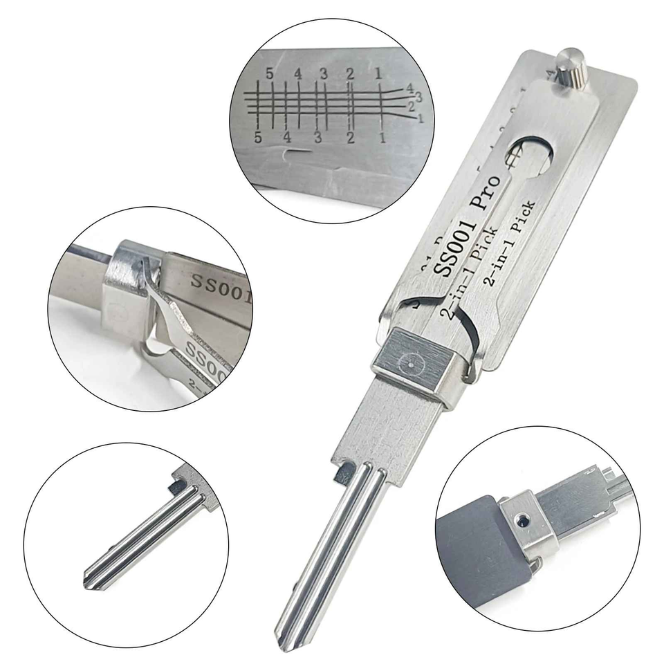 SS001 PRO 2-in-1 Stainless Steel master Key Decoder Portable Lock Tool ...