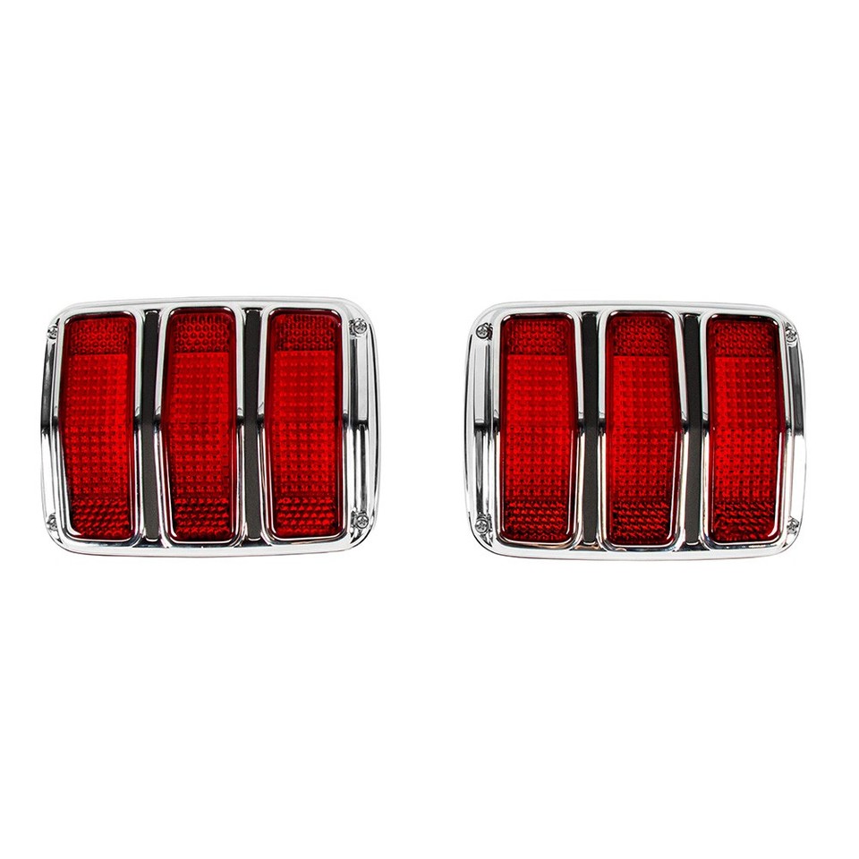 Flush Mount Taillight Kit W/ Chrome Concours Bezels/Square Red Lens Mustang 6... | eBay