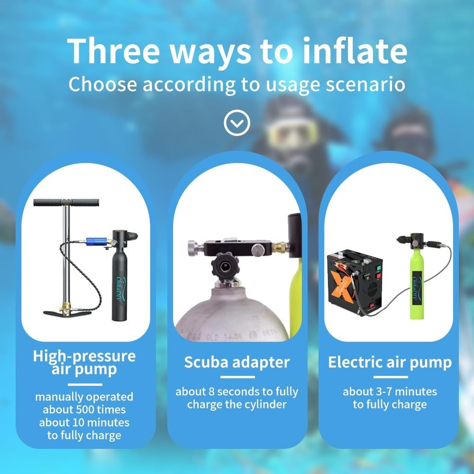 Mini Scuba Tank with Full Face Mask, 0.5L Lung Tank Sub Mask Combo - 6 ...