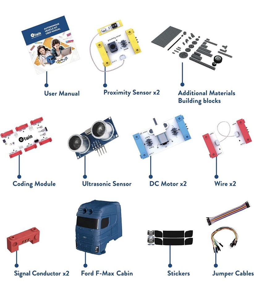 TWIN SCIENCE KIT Autonomous Vehicle Kit Lego Compatible Magnetically ...