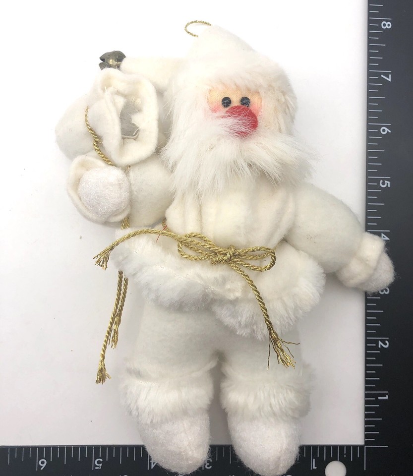 8” Santa Claus In White Plush Figure Christmas Ornament | eBay