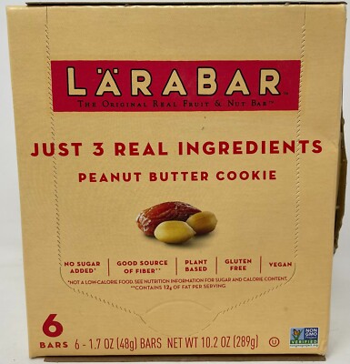 New box of 6 LaraBar Peanut Butter Cookie Lara Bar | eBay