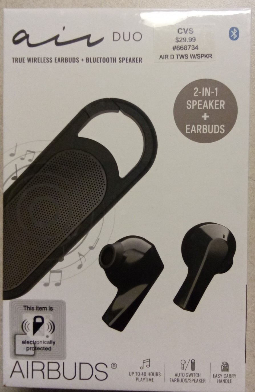 air DUO Airbuds - 2 In 1 Speaker & Wireless Earbuds. Black. | eBay