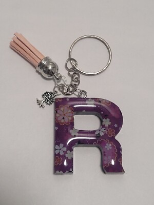Handmade Resin Letter R Keychain with Tassel and Charm | eBay