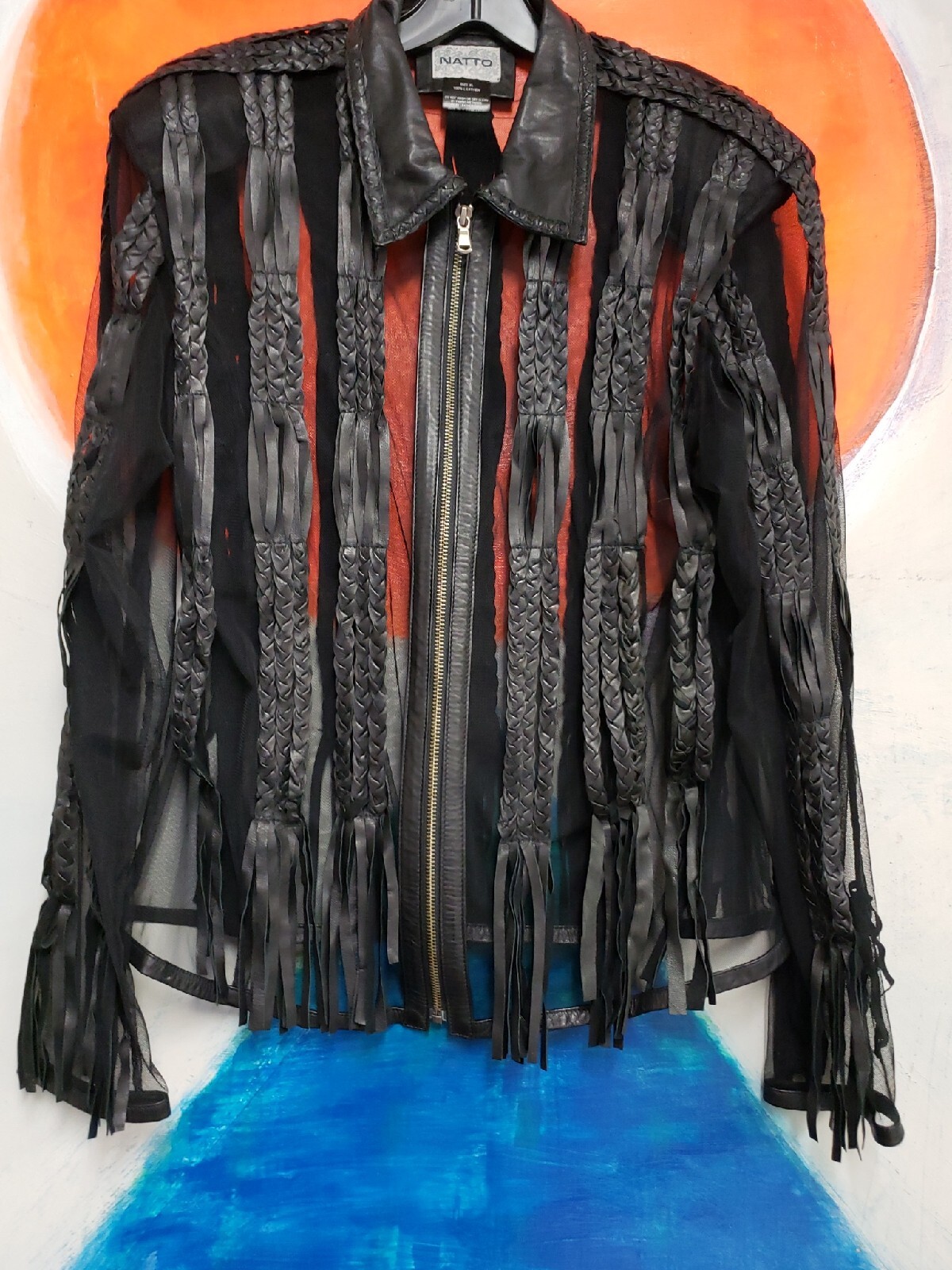 Rare Vintage Black Soft Leather Sheer Top Biker Jacke… - Gem
