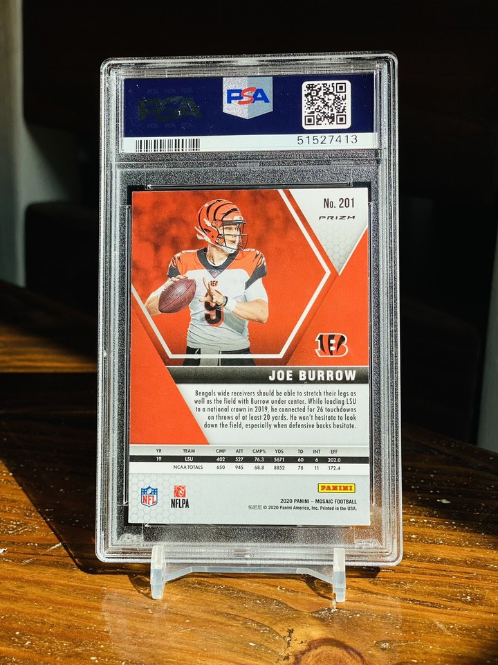 Joe Burrow RC 2020 Panini Mosaic Silver Prizm Rookie #201 PSA 9 Mint ...