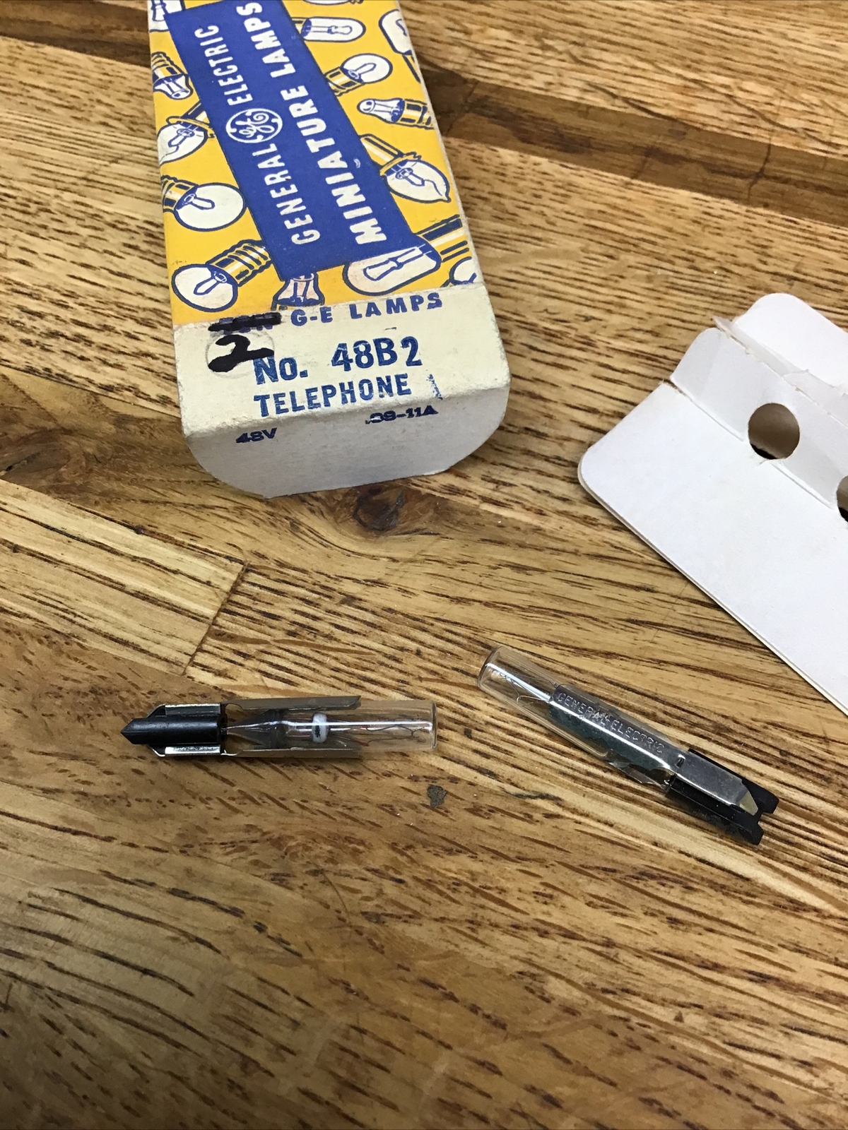 Box Of 2 GE 48B2 Miniature Telephone Slide Base Light Bulbs Lamps 48V ...