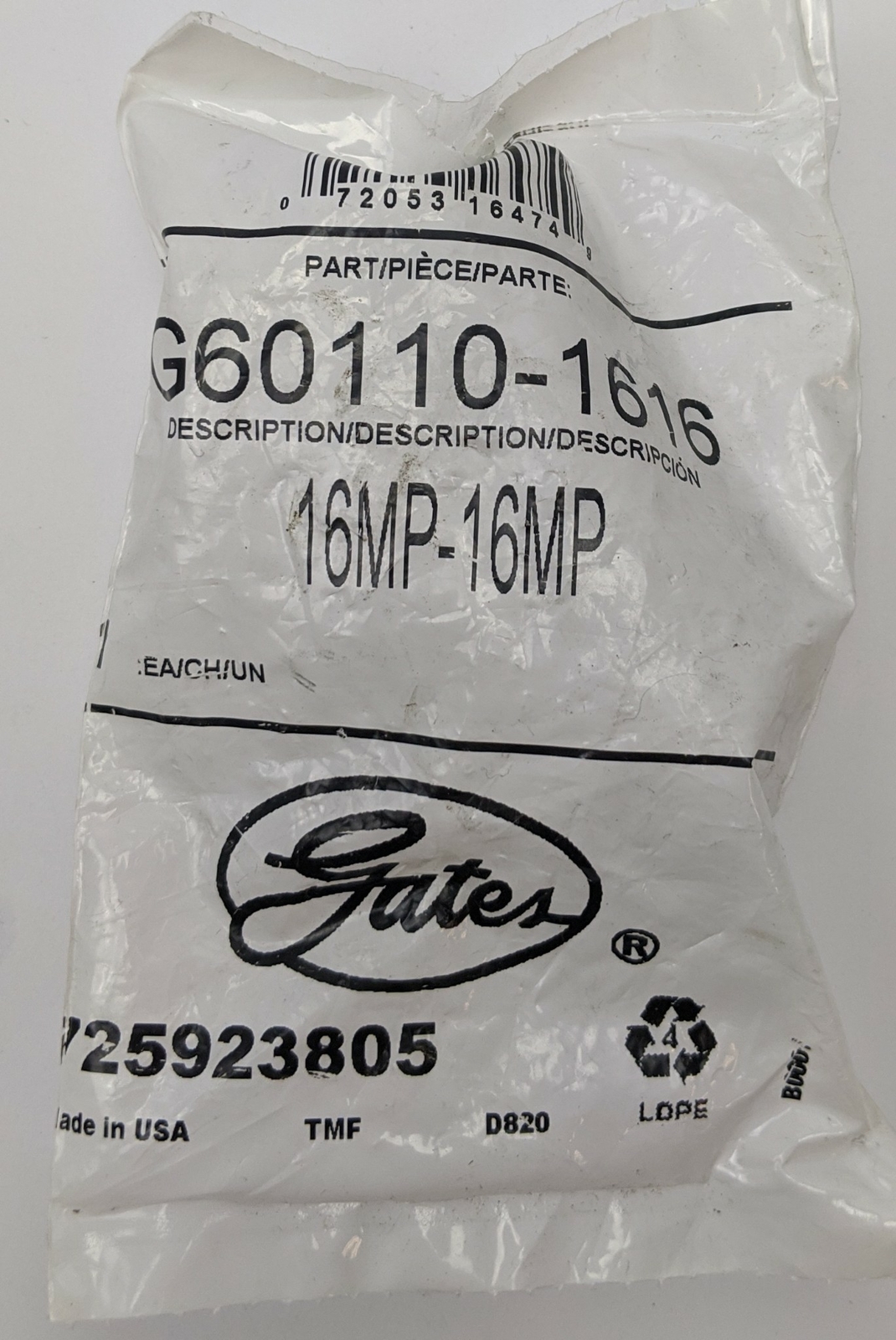 Hydraulic Coupling / Adapter Gates G60110-1616 for sale online | eBay