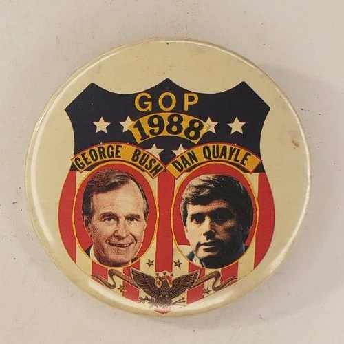 Vintage 1988 GOP George Bush Dan Quayle Presidential Campaign pinback ...