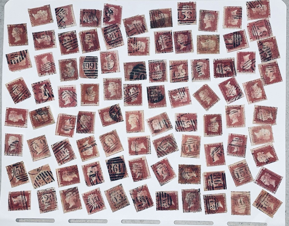 GB Sg43 1d Penny Red Stamps x210 All Mixed Plates Fair/good Quality ...