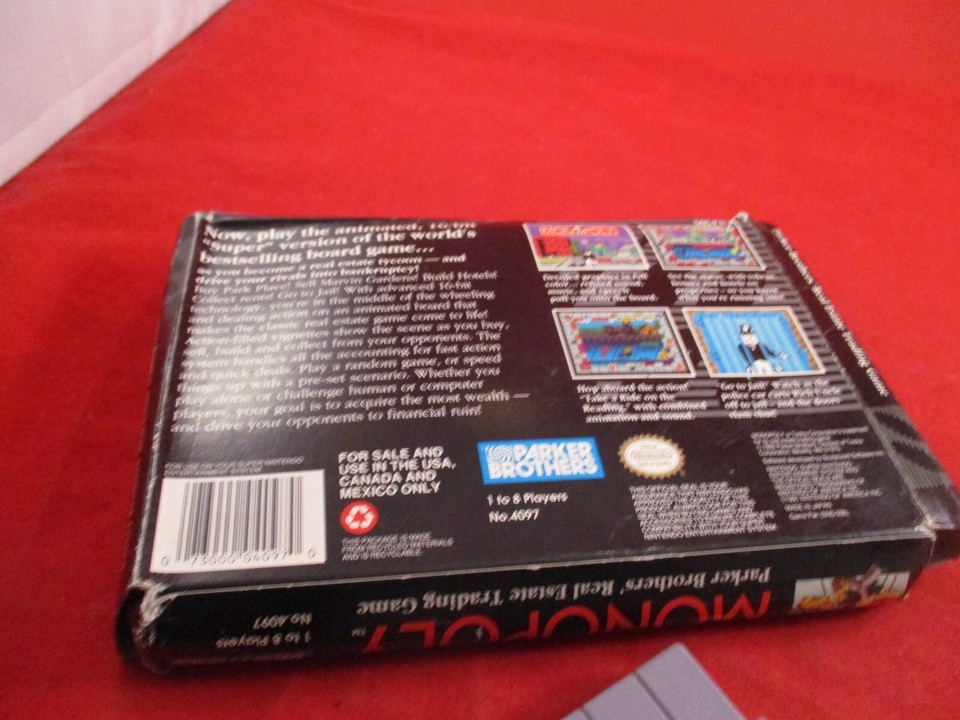 Monopoly (Super Nintendo Entertainment System SNES) COMPLETE w/Box ...