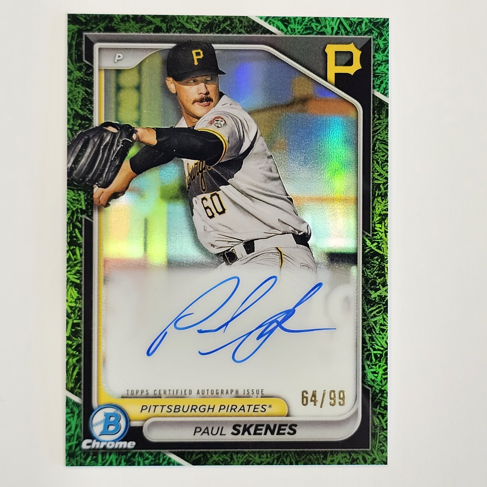 2024 Bowman Paul Skenes Autograph Prospect Green Grass Refractor /99 SP ...