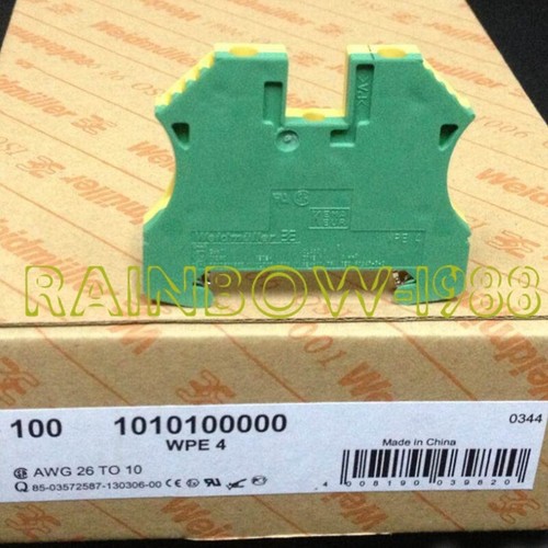 100PC/BOX FOR Weidmuller WPE4 Cat. No. 1010100000 Yellow-Green Ground ...