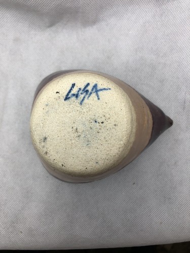 Lisa Howe Stoneware Purple Blue Pottery Heart Shaped Bowl Handmade ...