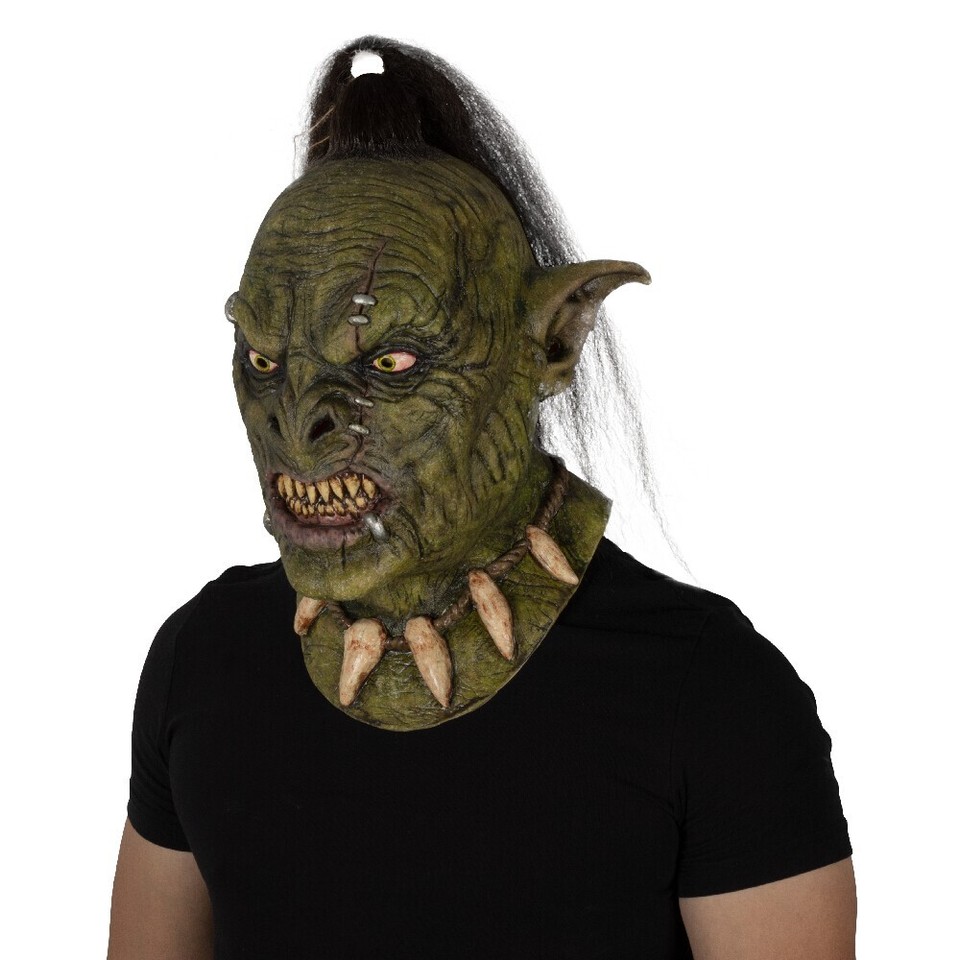 ORC FIGHTER HORROR MASK LATEX COSTUME HALLOWEEN PARTY GHOULISH ...