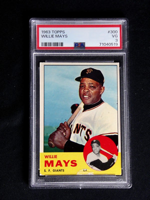 ORIGINAL WILLIE MAYS 1963 TOPPS BASEBALL CARD #300 PSA 3 VERY GOOD HOF ...