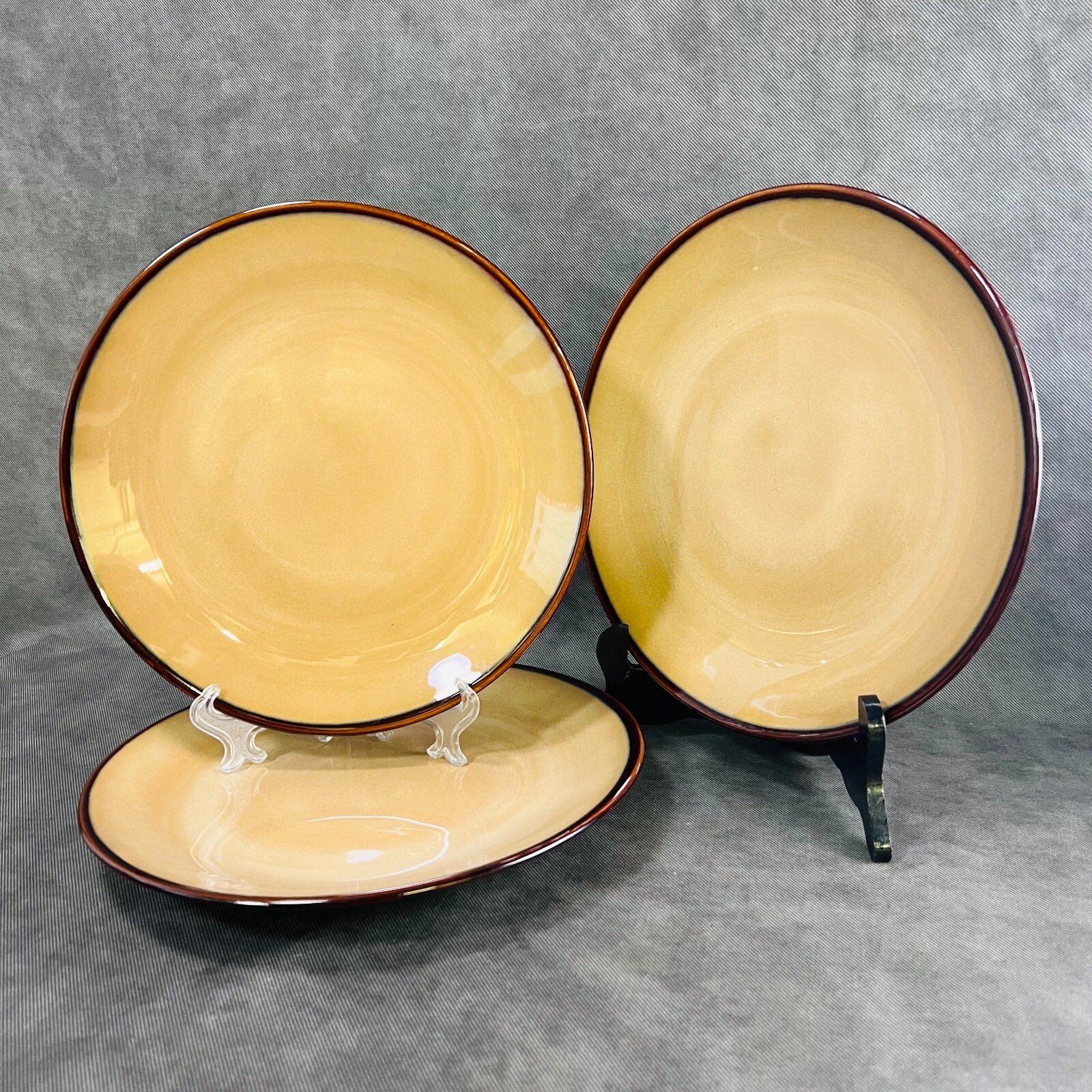 Set of Three - Sango Nova Brown 11" Dinner Plates # 4933 - Stoneware ...