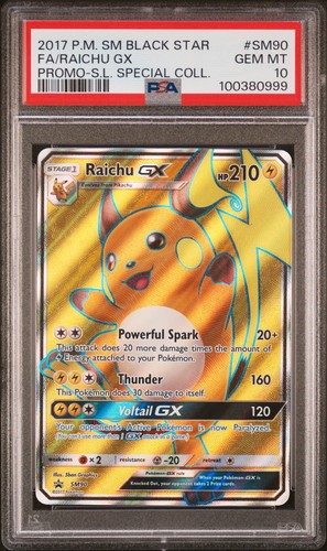 2017 POKEMON SM BLACK STAR PROMO #SM90 FULL ART/RAICHU GX PSA 10 | eBay