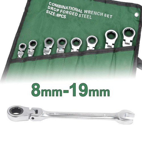 8Pcs Metric Ratchet Flexible Spanner Set 8-19mm Combination Wrench Spanners Tool | eBay UK