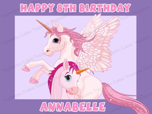 Personalised Unicorns Rectangle Unicorn Edible Icing Birthday Party ...