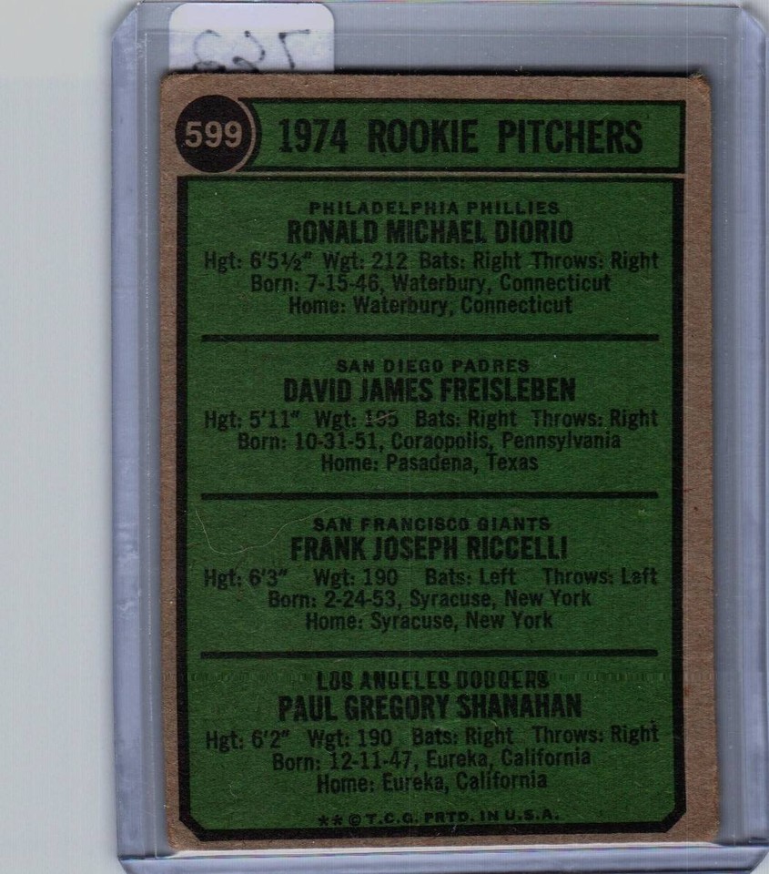 1974 Topps - Rookie Pitchers Dave Freisleben, Frank Riccelli, Greg ...