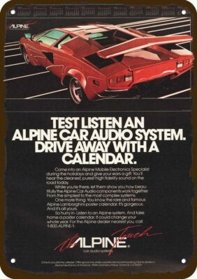1985 ALPINE Car Stereo & LAMBORGHINI Car Vntg-Look DECORATIVE REPLICA ...