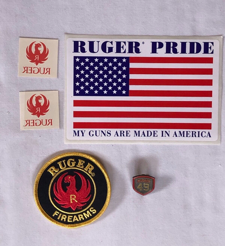 RUGER SWAG LOT GUN SHOW STICKER DECAL LAPEL HAT PIN 49 MORALE PATCH ...