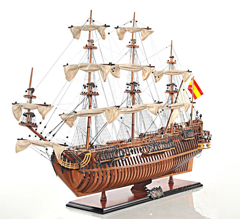 San Felipe Open Hull Cutaway Built Wood Tall Ship Model 37" Spanish ...