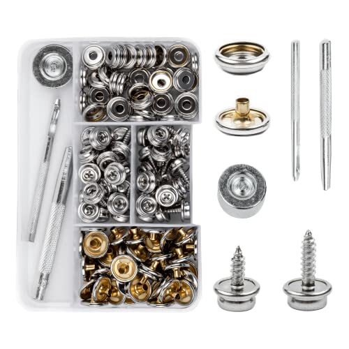 135PCS Snaps Button Marine Grade Canvas Snap Kit Stainless Steel ...